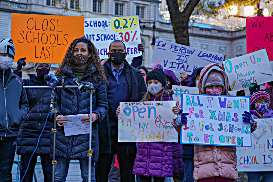 Rally outside of City Hall to re-open schools for middle and high ...