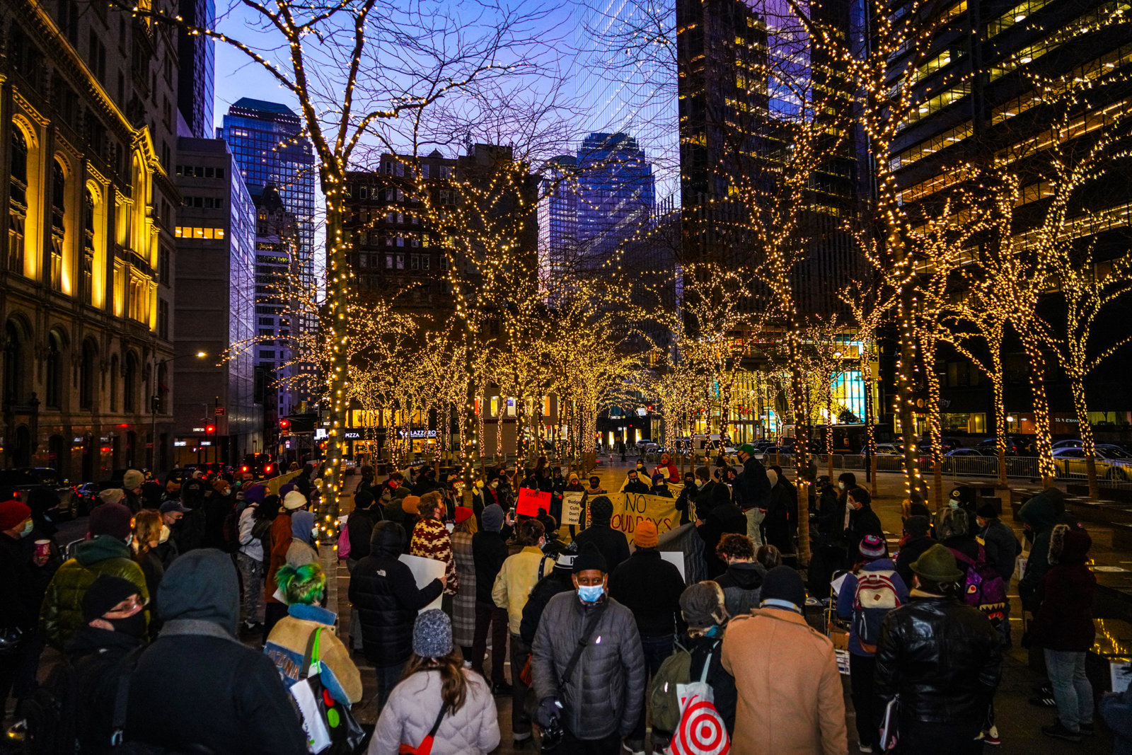 Far-left protesters in Lower Manhattan march on, claim little ...