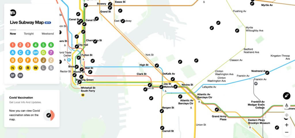 COVID-19 vaccine sites now searchable on MTA’s Live Subway Map | amNewYork