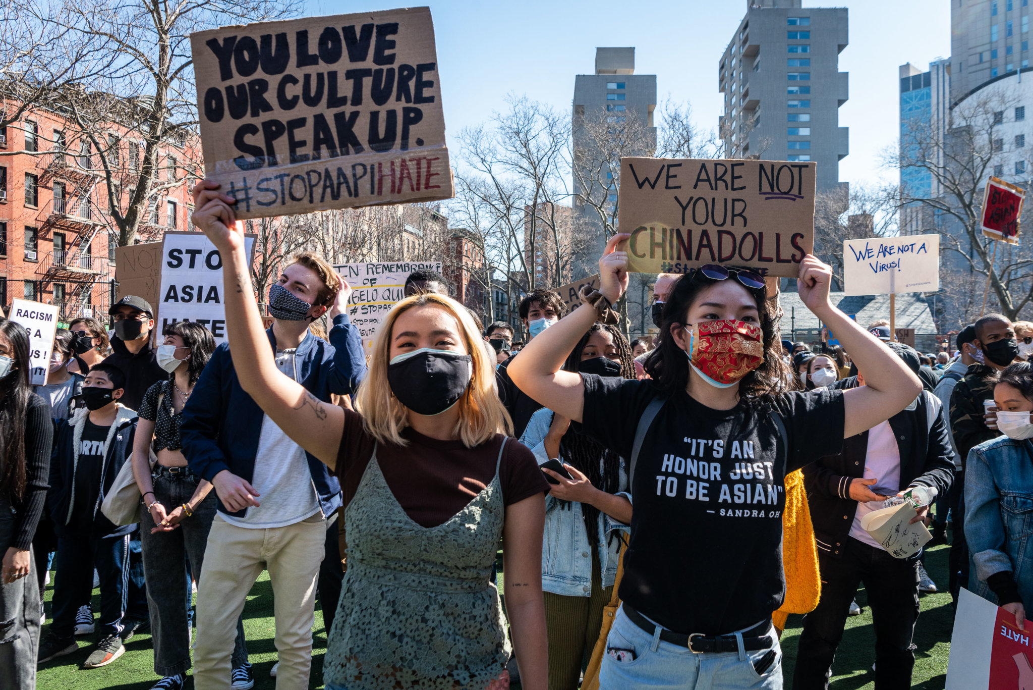 Hundreds turn up in Columbus Park to protest anti-Asian hate | amNewYork