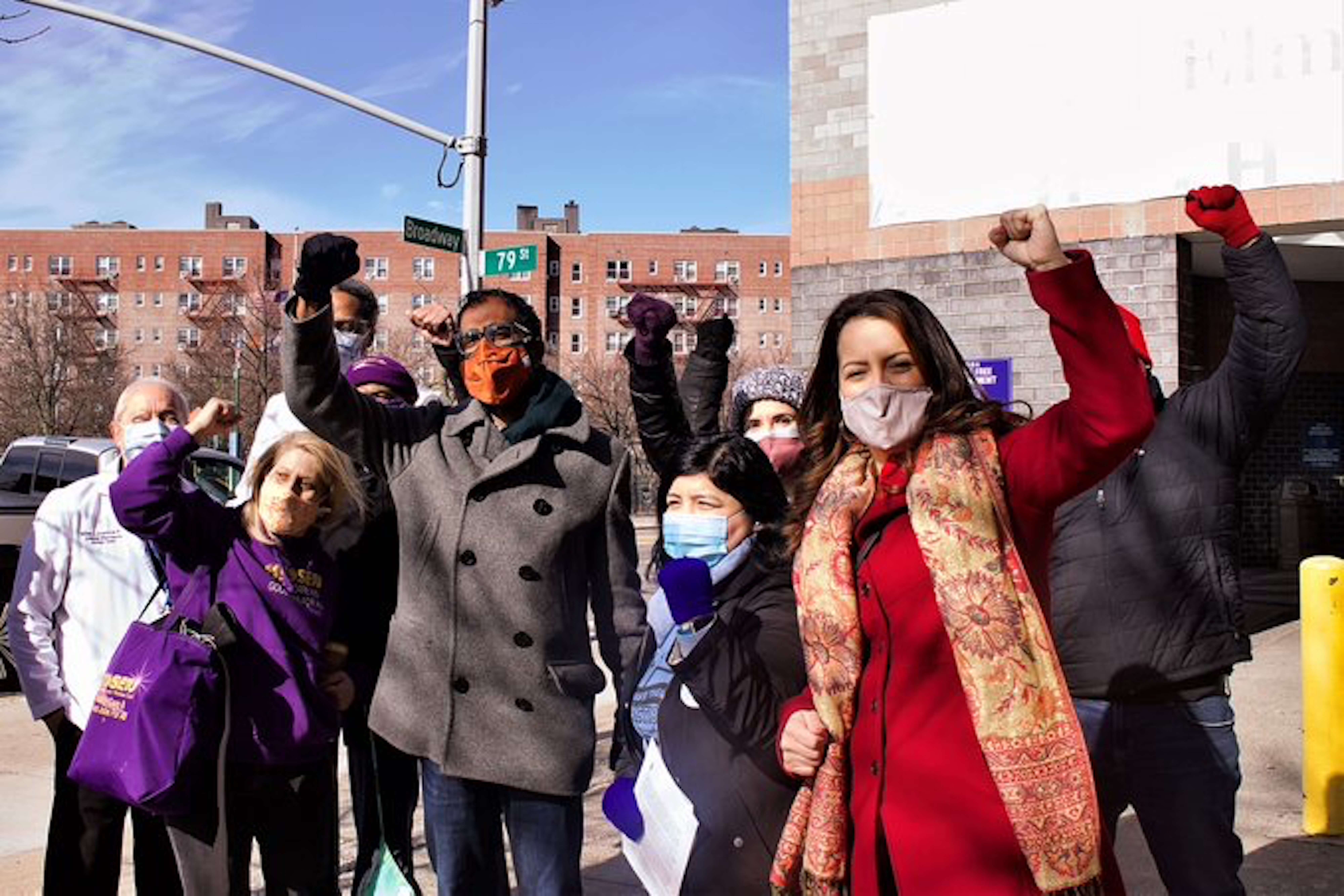 Protesters rally against proposed budget cuts at Elmhurst Hospital ...