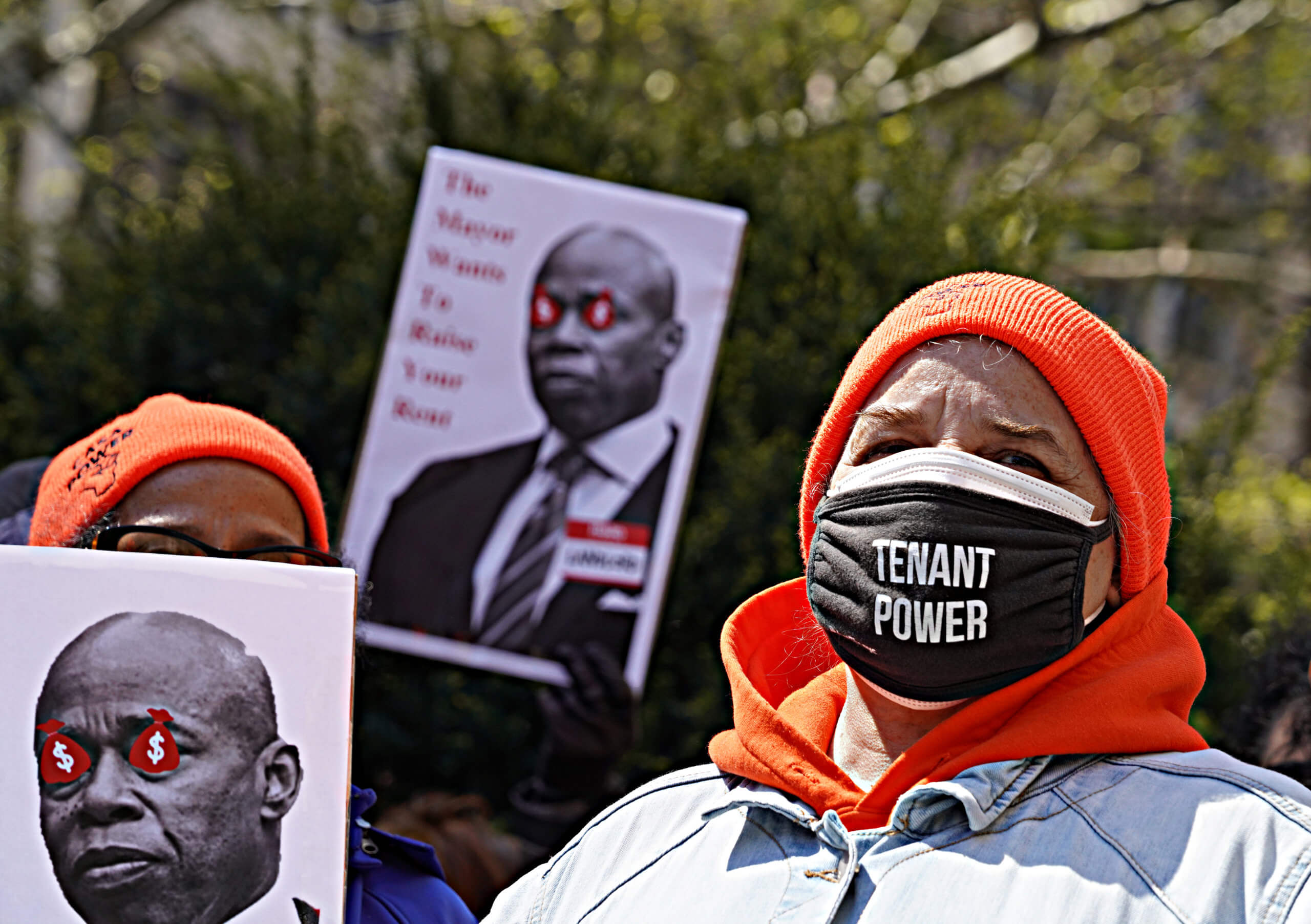 Rent wars: Protesters rally against rent increases at City Hall Park ...