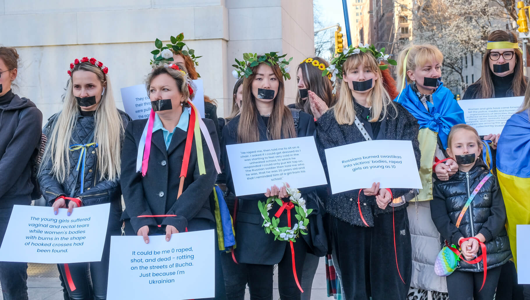 Ukrainian women in Washington Square Park protest war rapes in their ...