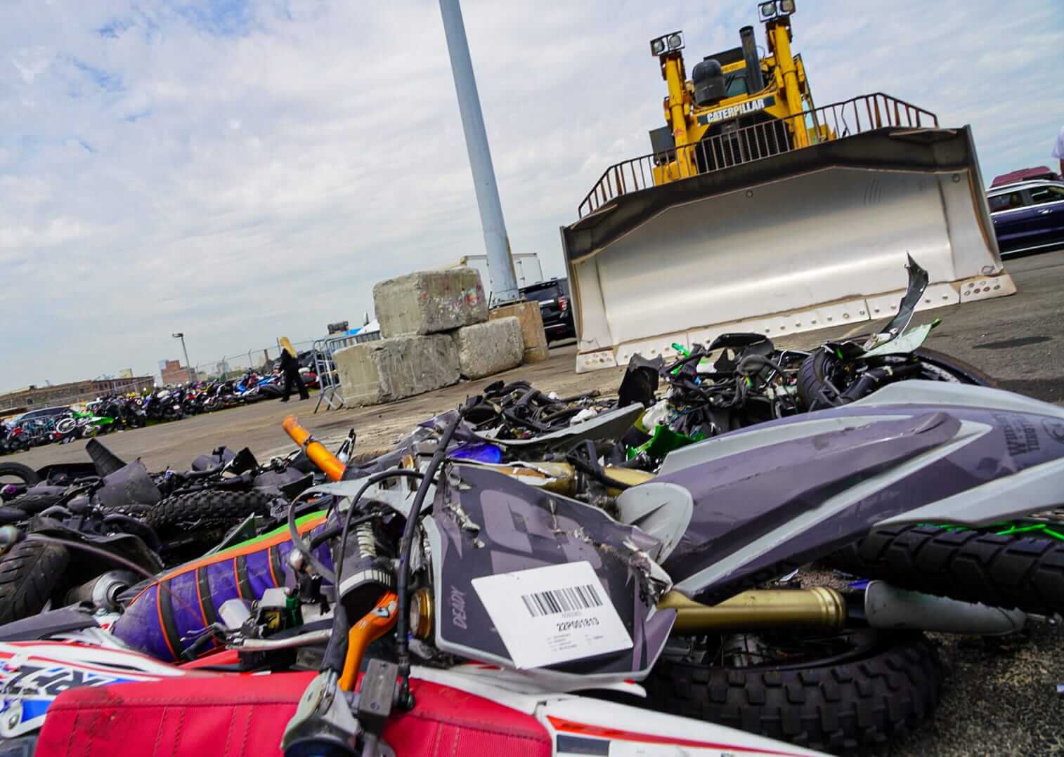 Crush ’em! NYPD flattens more dirt bikes, ATVs in Brooklyn while ...
