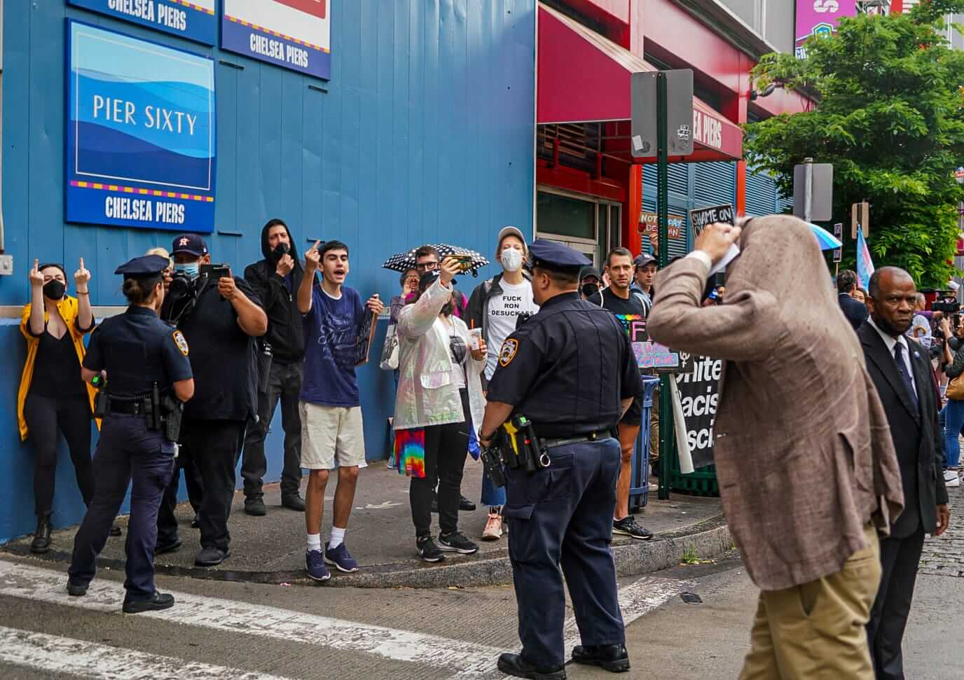 ‘Queers yes, DeSantis no’: Heated rally at Chelsea Piers against anti ...