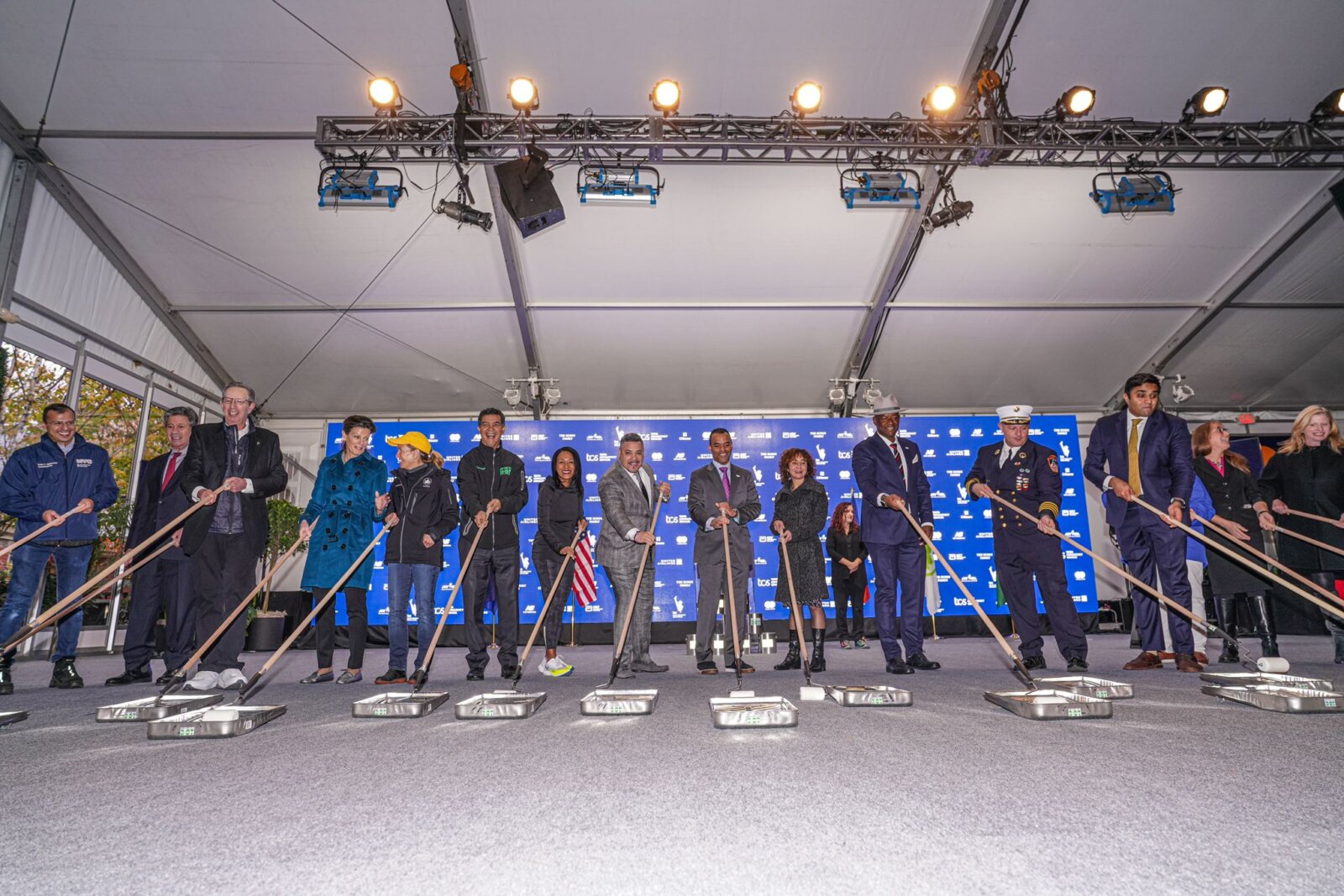 Running shoulder to shoulder: TCS Marathon ceremonial line painting ...