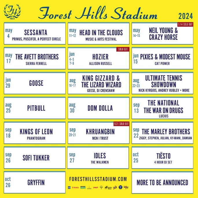 Forest Hills Stadium’s summer concerts lineup.